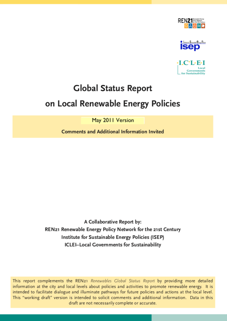 REN21 Global Status Report on Local Renewable Energy Policies, Update ...