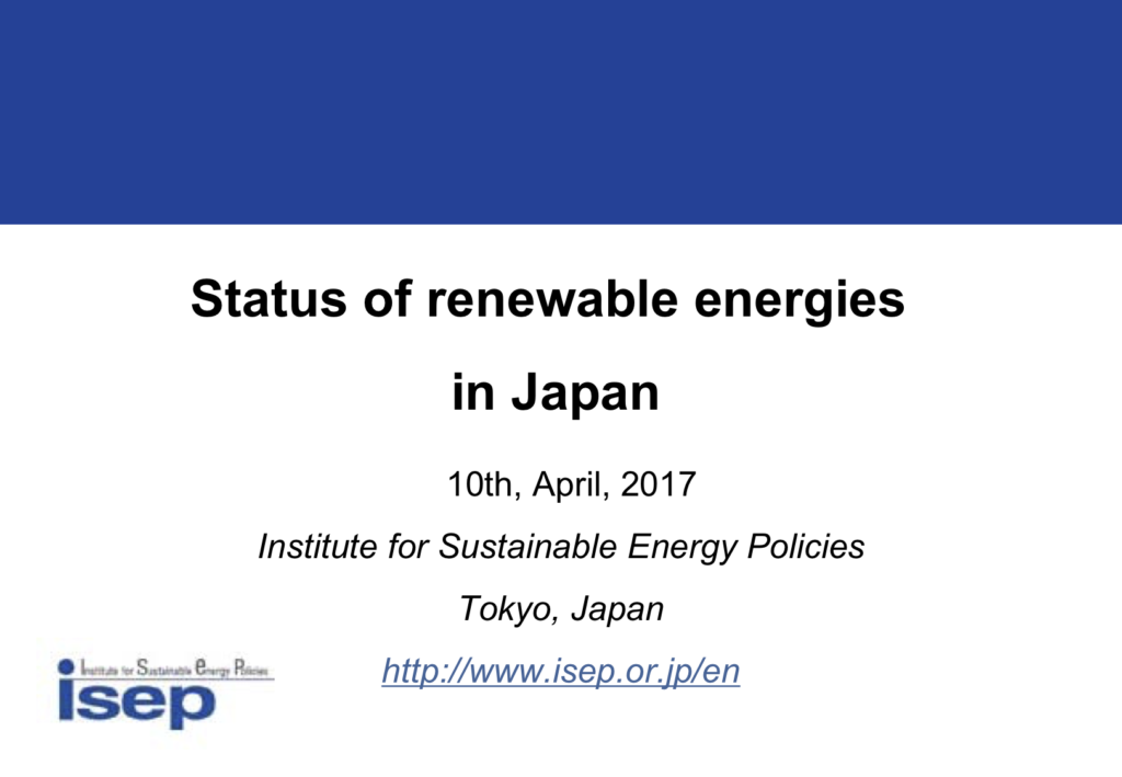 Status of Renewable Energies in Japan | Institute for Sustainable ...